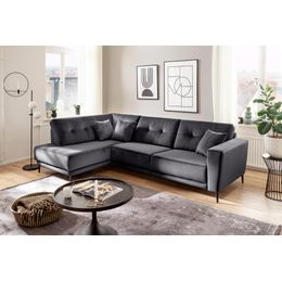 Polsterecke TRENDS BY HG "Barcelona L-Form", grau, B:273cm H:86cm T:165cm, Sofas, Polsterecke, mit Metallfuss, frei im Raum stellbar