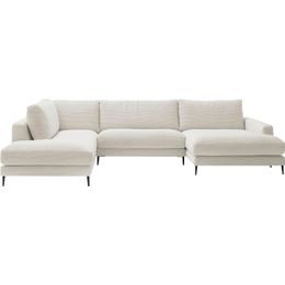 Wohnlandschaft Home Affaire "Downtown XXL B/T/H: 341/223/84 cm Loungem&ouml;bel zum Relaxen", grau (hellgrau), B:341cm H:84cm T:223cm, 88% Polyester, 12% Polyacryl, Sofas, Wohnlandschaft, weicher Sitzkomfort, Cord-Bezug, weicher Sitzkomfort U-Form