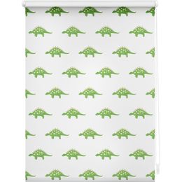 Seitenzugrollo LICHTBLICK ORIGINAL "Rollo Klemmfix, ohne Bohren, blickdicht, Dinos - Gr&uuml;n", gr&uuml;n (gr&uuml;n, wei&szlig;), B:80cm H:150cm, Polyester, Rollos, Seitenzugrollo