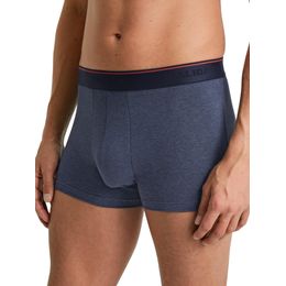 Boxer Calida "Cotton Sporty", Herren, Gr. S (46/48), blau (jeans mel&eacute;), Obermaterial: 95% Baumwolle, 5% Elasthan, unifarben, k&ouml;rpernah, Unterhosen Boxer, mit anliegendem Schnitt und kurzem Bein