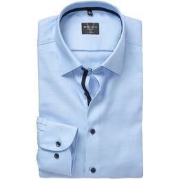 Langarmhemd MARVELIS, Herren, Gr. 44, N-Gr, bleu, Web, Obermaterial: 100% Baumwolle, unifarben, slim fit normal, 2-Knopf-Manschette, Hemden Langarmhemd, Businesshemd, New-York-Kentkragen, unifarben, schmale Passform