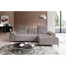 Ecksofa WERK2 "Focus-S, inkl. elektr. Sitzvorzug, manuelle Kopfteilverstellung", beige, B:277cm H:82cm T:177cm, 92% Polyester, 8% Nylon, Sofas, Ecksofa, elektr. Sitztiefenverstellung, flexible Kopfst&uuml;tzen, 12cm F&uuml;&szlig;e, L-Form