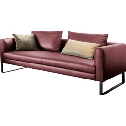 3-Sitzer 3C CANDY "Avola Designsofa mit Lederbezug, tolle Verarbeitungsdetails", rot, B:204cm H:85cm T:100cm, Sofas, 3-Sitzer, bequem und komfortabel