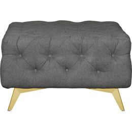 Polsterhocker Home Affaire "Amaury", grau, B:80cm H:45cm T:80cm, Struktur (100% Polyester);Samtoptik (100% Polyester), Hocker, Polsterhocker, Chesterfield-Optik, Breite 80cm, Fu&szlig;farbe w&auml;hlbar