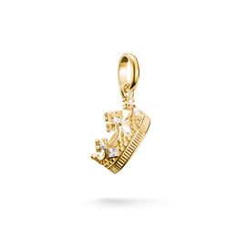 Charm-Einh&auml;nger Thomas Sabo "Charm Krone mit Zirkonia - Connect", gold (gelbgoldfarben, kristallwei&szlig;, kristallwei&szlig;), Charms, Damen, Silber 925 (recycelt), Charm-Einh&auml;nger, mit Zirkonia (synth.)