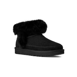 UGG Australia Winterboots UGG "Classic Ultra Mini Chalet", Damen, Gr. 5 (36), schwarz, Lammfell, Veloursleder, Schuhe Winterboots, Ankleboots, Schlupfboots mit modischer Schaffell Verzierung