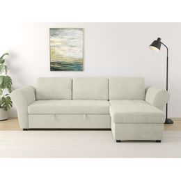 Ecksofa TRENDS BY HG "Lasse L-Form, B: 259 cm", b886 memphis 2 cream, B:259cm H:85cm T:155cm, 90% Polyester;10% Nylon, Sofas, Ecksofa, mit Bettfunktion & Bettkasten