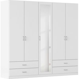 Dreht&uuml;renschrank Rauch "Kleiderschrank Schrank Garderobe W&auml;scheschrank BORBONA", wei&szlig; (alpinwei&szlig;), B:226cm H:210cm T:54cm, Holzwerkstoff, Schr&auml;nke, Dreht&uuml;renschrank, in 2 Breiten, mit Spiegel und vielen Farbkombinationen MADE IN GERMANY