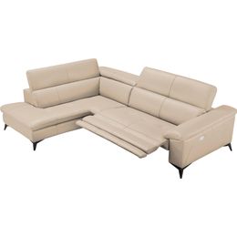 Ecksofa Egoitaliano "Martine, Multifunktionssofa mit Komfortfunktionen, edel und bequem", wei&szlig; (paper), B:272cm H:96cm T:203cm, Leder &raquo;BULL&laquo; (echtes Rindsleder). Geschliffenes, pigmentiertes und behandeltes Rindsleder mit einer Dicke von 1, 3-1, 5 mm. Dieses Leder zeigt eine ziemlich weiche Hand mit einem halb undurchsichtigen Aussehen. Es handelt sich um ein gesch&uuml;tztes Leder. Eine leichte Decksc