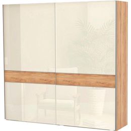 Schwebet&uuml;renschrank OTTO HOME "Gala, wahlweise mit oder ohne Spiegel, 230x65x224cm, FSC-zertifiziert", beige (beige, pacific walnut, ohne spiegel), B:230cm H:224cm T:65cm, Schr&auml;nke, Schwebet&uuml;renschrank, UV lackiert, kratzfest, hochgl&auml;nzend, Soft-Close Funktion