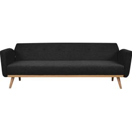 Schlafsofa Salesfever "Komfortables Sofa zum Entspannen", schwarz, B:212cm H:79cm T:85cm, Strukturstoff fein (100% Polyester), Sofas, Schlafsofa, Knopfheftung an der R&uuml;ckenfl&auml;che
