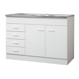 Sp&uuml;lenschrank KOCHSTATION "KS-Elster", wei&szlig;, B:120cm H:85cm T:60cm, Holzwerkstoff, Schr&auml;nke, Sp&uuml;lenschrank, Breite 120 cm