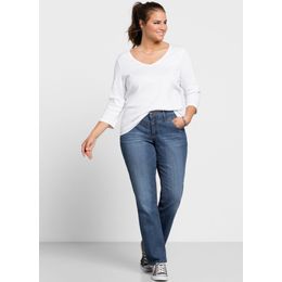 Stretch-Jeans sheego, Damen, Gr. 88, Langgr&ouml;&szlig;en, blau (blau denim), 98% Baumwolle, 2% Elasthan, unifarben, lang, Jeans Stretch-Jeans