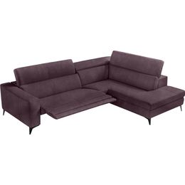 Ecksofa Egoitaliano "Edith, Designsofa mit hohem Sitzkomfort, L-Form", lila (plum), B:269cm H:96cm T:203cm, Sofas, Ecksofa, inkl. elektrischer Relaxfunktion und manuell verstellbaren Kopfteilen