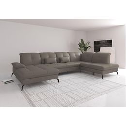 Sit & More Wohnlandschaft SIT & MORE "Amica, U-Form, inkl. Sitztiefenverstellung und Armteilverstellung", delphine, B:357cm H:90cm T:231cm, Sofas, Wohnlandschaft, wahlweise mit Kopfteilverstellung, Bettfunktion und Bettkasten