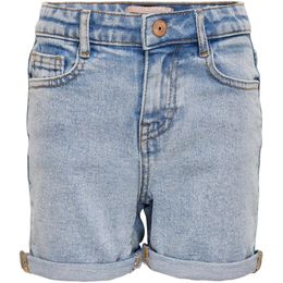 Jeansshorts KIDS Only "KONPHINE", M&auml;dchen, Gr. 128, N-Gr, blau (light, blau, denim), Denim/Jeans, Obermaterial: 99% Baumwolle, 1% Elasthan, unifarben, schmal kurz, Jeans Jeansshorts