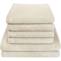 Handtuch Set Dyckhoff "Landscape", beige (sand), 6 Stk., Walkfrottier, Walkfrottier, Obermaterial: 100% Baumwolle, Handtuch-Sets, Handtuch Set, 4 Handt&uuml;cher (50x100cm), 2 Duscht&uuml;cher (70x140cm)