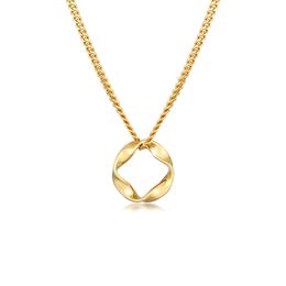 Kette mit Anh&auml;nger Elli Premium "Halskette Kreis Design Twisted Gedreht 585 Gelbgold" Gr. 45, gold, Halsketten, Damen, ohne Stein, Gelbgold 585, Kette mit Anh&auml;nger