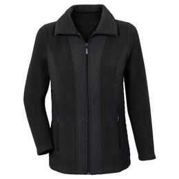 Fleecejacke Casual Looks, Damen, Gr. 52, schwarz, 100% Polyester, unifarben, figurumspielend, Jacken Fleecejacke