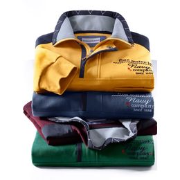 Poloshirt Marco Donati "Langarm-Shirt", Herren, Gr. 48/50, gelb (curry), 100% Baumwolle, unifarben, ohne Ausschnitt, Shirts Poloshirt