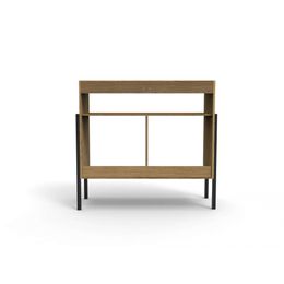 Sideboard Andas "Finton", beige (nat, schwar), B:76cm H:70cm T:32cm, FSC-zertifiziertes Massivholz, Sideboards, Sideboard, Kommode mit 3 offenen F&auml;chern, Korpuss aus massiver Eiche