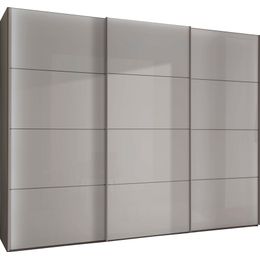 Schwebet&uuml;renschrank Wiemann "Kos", grau (havanna, dekor, glas kieselgrau), B:246,3cm H:236cm T:67cm, Glas, Holzwerkstoff, Schr&auml;nke, Schwebet&uuml;renschrank, mit Schattenfuge