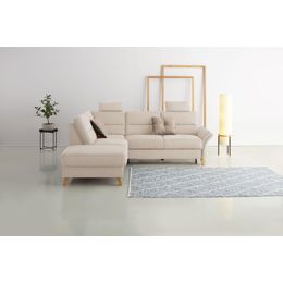 Ecksofa Home Affaire "Westerland L-Form", beige (creme), B:238cm H:90cm T:213cm, 100% Polyester, Sofas, Ecksofa, Federkern-Polsterung, wahlweise mit Bettfunktion, Bettkasten