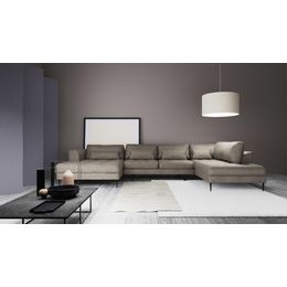 Wohnlandschaft Trendmanufaktur "Luzi, gem&uuml;tliches Sofa, extra viel Platz, viele Kissen, OTTOs Choice", grau (cloud gray), B:361cm H:80cm T:203cm, 100% Polyester, Sofas, Wohnlandschaft, Designsofa mit tollem Sitzkomfort, Metallf&uuml;&szlig;e schwarz, Breite 361 cm