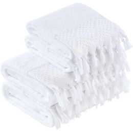 Handtuch Set done. "Provence Boh&eacute;me", wei&szlig;, 4 Stk., Walkfrottier, Walkfrottier, Obermaterial: 100% Baumwolle, Handt&uuml;cher, Handtuch Set, Uni-Farben, Boho-Style, mit auff&auml;lliger Borte & Fransen