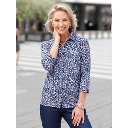 Klassische Bluse Classic Basics, Damen, Gr. 50, bunt (marine, ros&eacute;, bedruckt), 50% Baumwolle, 50% Polyester, gebl&uuml;mt, gemustert, mehrfarbig, Blusen Klassische Bluse