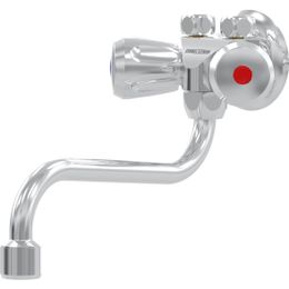 Waschtischarmatur Stiebel Eltron "MAW", silber (verchromt), B:17cm H:9cm T:21,5cm, Armaturen, Waschtischarmatur, drucklos, Zweigriff, f&uuml;r Mini-Durchlauferhitzer, &Uuml;bertisch-Wandmontage