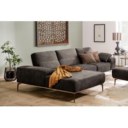 Ecksofa W.Schillig "run, Designsofa mit tollem Sitzkomfort, bequem, L-Form", grau (antracite s37), B:319cm H:88cm T:178cm, Longlife Xtra-Leder Z73: Naturwalkleder der Luxusklasse aus den erlesensten Rohh&auml;uten. Hautst&auml;rke 1, 1 &ndash; 1, 3 mm;ROHLEDER Jacquard-Flachgewebe Q2 W60 (63% Polyester, 37% Polyacryl);ROHLEDER Chenille-Flachgewebe Q2 W77 (68% Polyacryl, 32% Polyester);Stoff S37 (100% Polyester), 