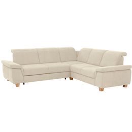 Ecksofa Home Affaire "Dalia L-Form", beige (creme), B:256cm T:236cm, Luxus-Microfaser Florence (100% Polyester);Luxus-Microfaser weich (90% Polyester, 10% Polyamid);Webstoff (100% Polyester), Sofas, Ecksofa, mit Federkernpolsterung, wahlweise mit Bettfunktion, Bettkasten