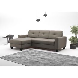 Ecksofa Home Affaire "Varese", delphine, B:239cm H:91cm T:164cm, Sofas, Ecksofa, wahlweise mit Bettfunktion und Bettkasten