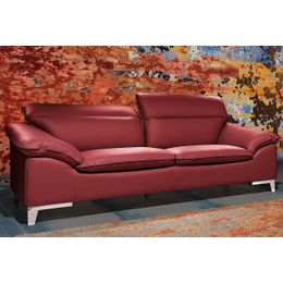 2-Sitzer COTTA "Teresa", rot, B:222cm H:84cm T:109cm, Luxus-Kunstleder;NaturLEDER (echtes Rindsleder), Sofas, 2-Sitzer, mit Kopfteilverstellung