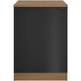 Unterschrank GAMI "Eden K&uuml;che Unterschrank B.60 1 T&uuml;r", schwarz (eiche helvezia nachbildung, schwarz), B:60cm H:86cm T:60cm, Holzwerkstoff, Schr&auml;nke, Unterschrank, Unterschrank 1-t&uuml;rig Breite 60 cm