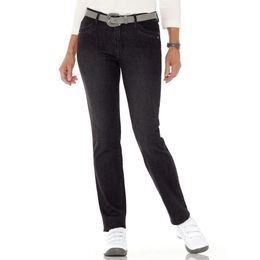 Thermojeans Casual Looks, Damen, Gr. 54, Normalgr&ouml;&szlig;en, schwarz (schwarz denim), 78% Baumwolle, 20% Polyester, 2% Elasthan, unifarben, lang, Jeans Thermojeans