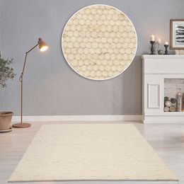 Wollteppich Theko "Alpen", beige (natur), B:170cm H:12mm L:240cm, Schurwolle, Teppiche, Wollteppich, handgewebter Wendeteppich, meliert, reine Wolle, Wohnzimmer