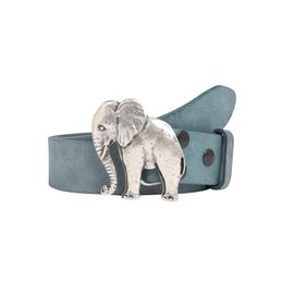 Lederg&uuml;rtel RETTUNGSRING G&Uuml;RTEL, Damen, Gr. 90, blau (jeansblau), Leder, unifarben, G&uuml;rtel Lederg&uuml;rtel, mit austauschbarer Schlie&szlig;e &raquo;Elefant&laquo;