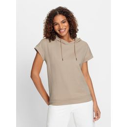 Kapuzenshirt Casual Looks "Kapuzen-Shirt", Damen, Gr. 46, beige, 50% Baumwolle, 50% Polyester, unifarben, Shirts Kapuzenshirt