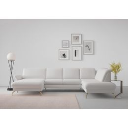 Sit & More Wohnlandschaft SIT & MORE "Fashion U-Form", silber, B:338cm H:84cm T:207cm, Sofas, Wohnlandschaft, wahlweise mit Kopfteilverstellung, Vorziehsitz, motorisch, Nickelf&uuml;&szlig;e