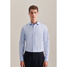 Businesshemd Seidensticker "Slim", Herren, Gr. XS (36), normale &Auml;rmell&auml;ngen, blau, 100% Baumwolle, unifarben, slim fit, 2-Knopf-Manschette, Hemden Businesshemd, Slim 1/1 Kentkragen Uni