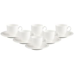 Villeroy & Boch Tasse VILLEROY & BOCH "Espressotassen mit Untertassen White Pearl 70 ml 6er Set wei&szlig;", wei&szlig;, Porzellan, Trinkgef&auml;&szlig;e, Tasse