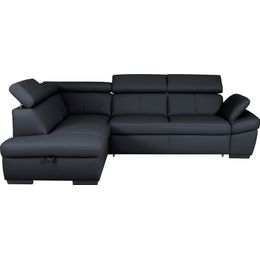 Ecksofa exxpo - SOFA FASHION "Salerno, Funktionssofa, hoher Sitzkomfort, Breite 268cm, L-Form", schwarz, B:268cm H:77cm T:204cm, NaturLeder;Primabelle-Microfaser (100% Polyester);Luxus-Kunstleder, Sofas, Ecksofa, inkl. Kopf- und Armteilverstellung, wahlweise mit Bettfunktion