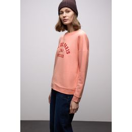 Sweatshirt Street One, Damen, Gr. 40, light apricot, Sweatware, Obermaterial: 48% Baumwolle, 47% Modal, 5% Elasthan, bedruckt, normal h&uuml;ftbedeckend, Rundhals, B&uuml;ndchen, Sweatshirts Sweatshirt, mit Wording