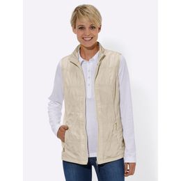 Kurzweste Casual Looks, Damen, Gr. 36, beige (sand), 100% Polyester, unifarben, Westen Kurzweste