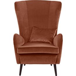 Sessel Home Affaire "Sallito, TV-Sessel, Ohrensessel mit", orange (terra), B:76cm H:109cm T:85cm, Struktur Hahnentritt (67% Polypropylen, 33% Polyester);Samtoptik (100% Polyester);Fellimitat (100% Polyester);Samtcord (92% Polyester, 8% Polyamid);Struktur (100% Polyester);Struktur fein (100% Polyester), Sessel, Sessel, Hocker, in vielen Bezugsqualit&auml;ten, auch in Samtcord
