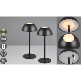 LED Au&szlig;en-Tischleuchte my home "Abbey Tischleuchte 2er-Set", schwarz (schwarz matt), H:30cm &Oslash;:13,5cm, Leuchten, LED Au&szlig;en-Tischleuchte, 2er Set Outdoor Akku Tischlampe Pilzdesign USB-C 4-fach Touch Dimmer