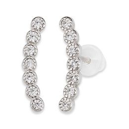 Paar Ohrstecker Bruno Banani "Schmuck Geschenk Silber 925 Ohrschmuck Ohrringe Ear Climber", silber (silberfarben, kristallwei&szlig;, kristallwei&szlig;), Ohrringe, Damen, Silber 925 (Sterlingsilber), Paar Ohrstecker, mit Zirkonia (synth.)