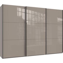 Kleiderschrank wimex "Indiana by fresh to go, wahlweise mit oder ohne Spiegel", grau (saharagrau, glas sahara), B:300cm H:216cm T:65cm, Holzwerkstoff, Schr&auml;nke, Kleiderschrank, gro&szlig;e Breiten250 oder 300cm, mit oder ohne Glasfront, Made in Germany